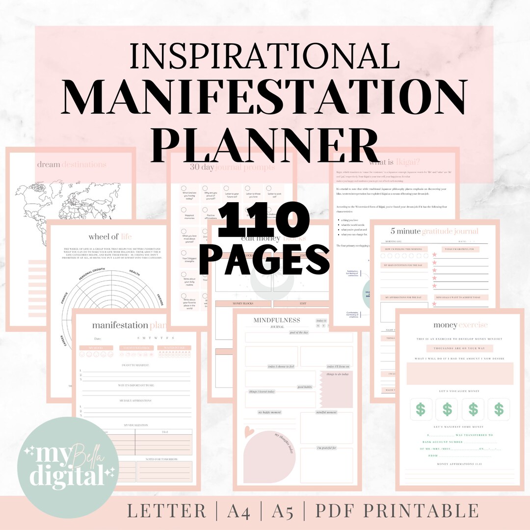 Manifestation Journal, Gratitude Journal, Wellness Journal, Law of ...