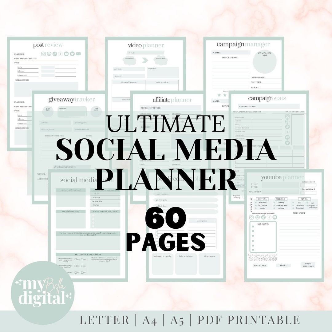 Social Media Planner, Content Planner, Youtube Planner, Instagram ...