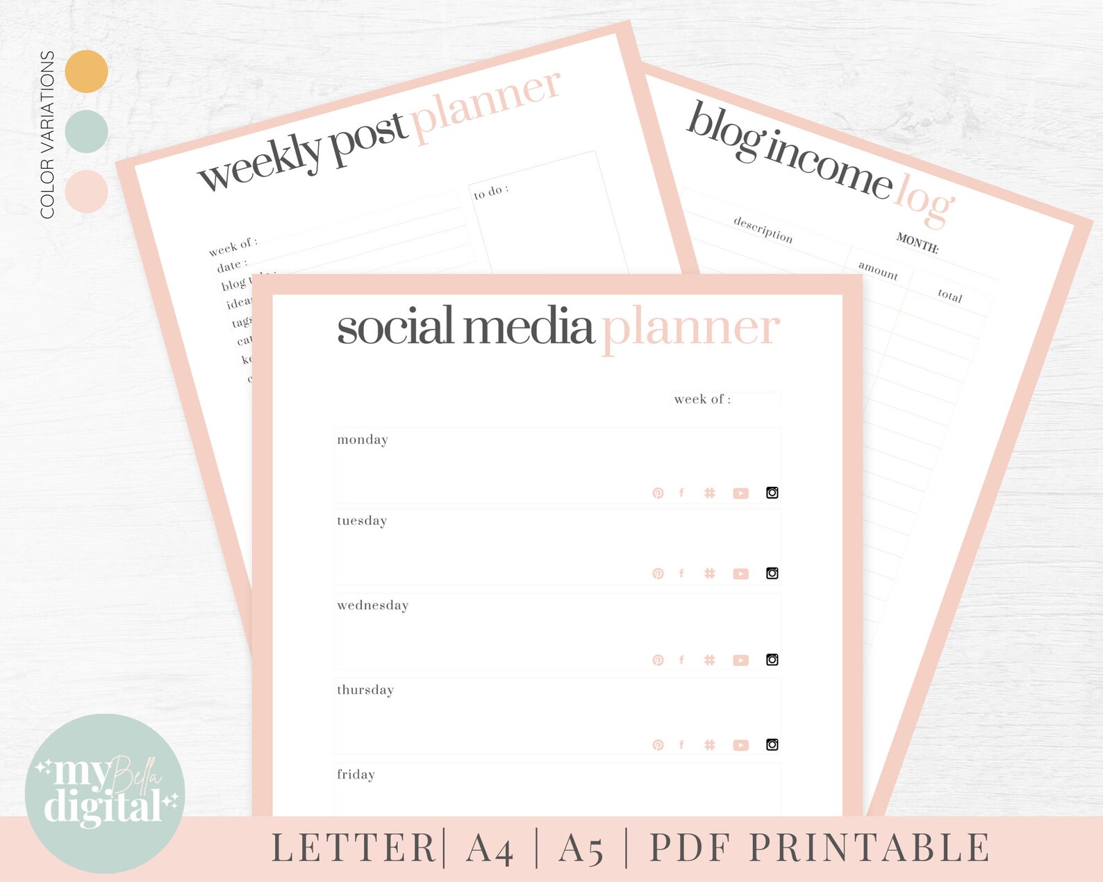 Blogging Planner Printable, Digital Planner for Bloggers, Blog ...