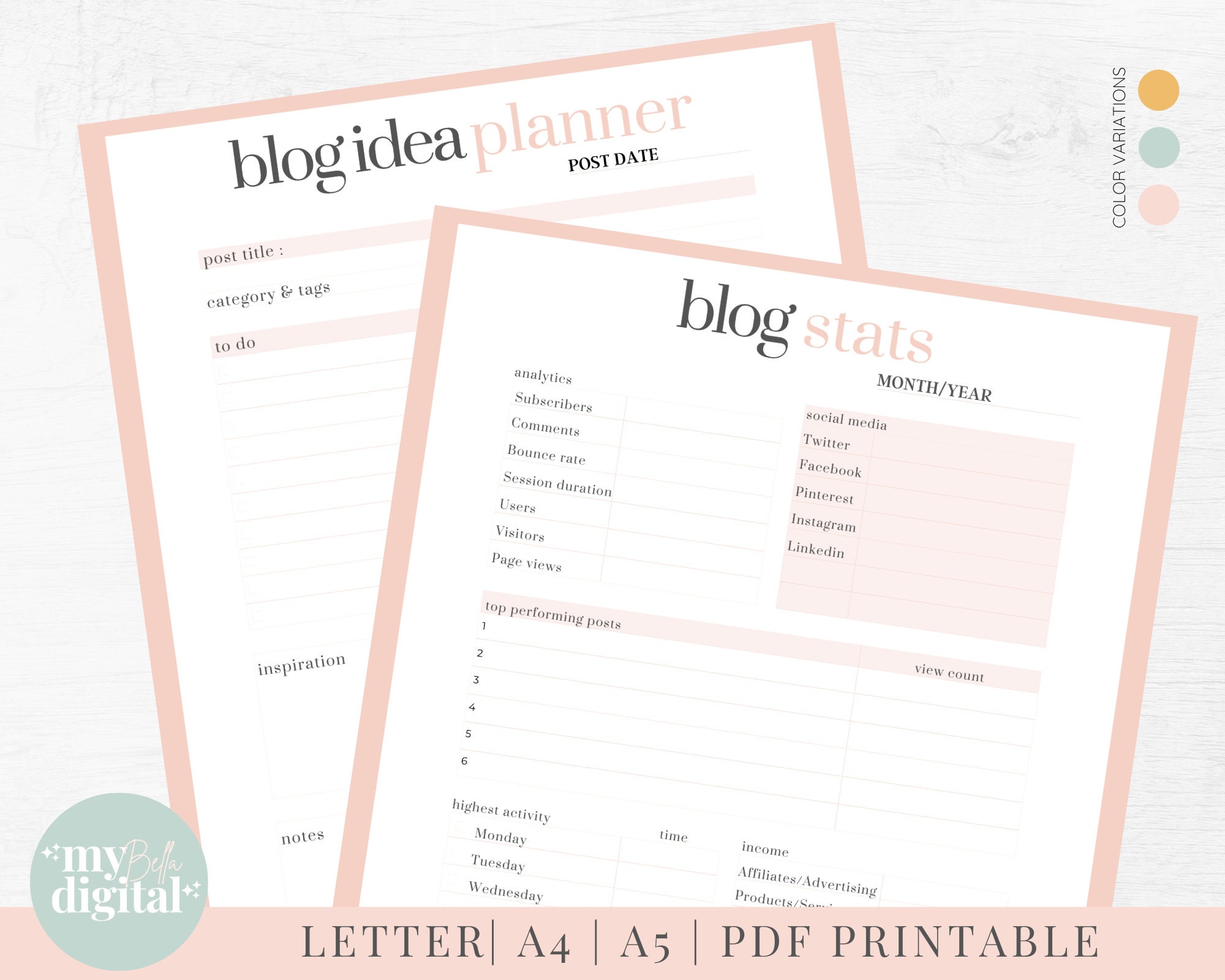Blogging Planner Printable, Digital Planner for Bloggers, Blog ...