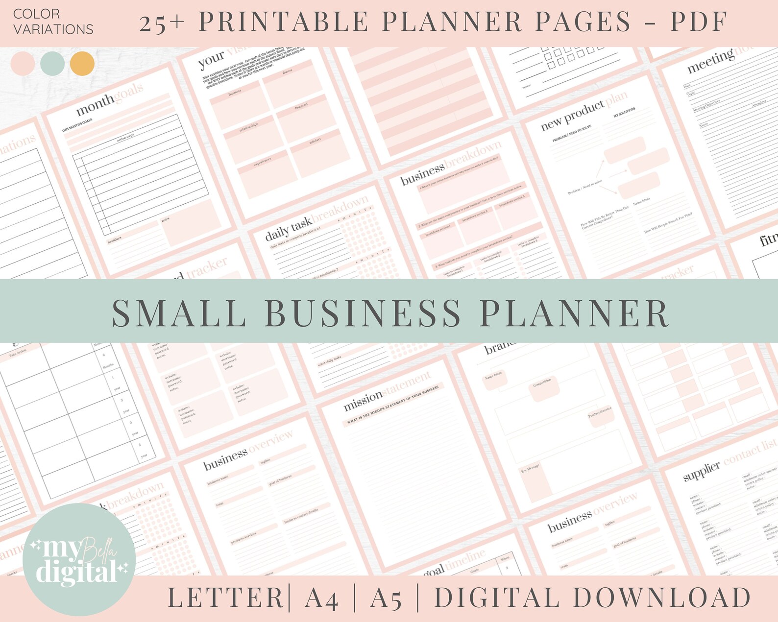 Digital Small Business Planner, PDF Printable, Instant Download ...