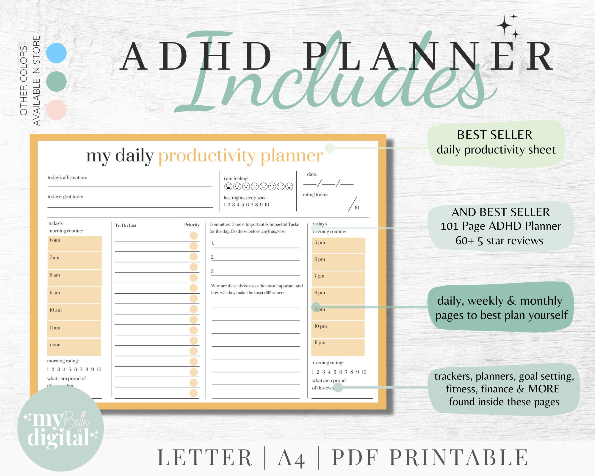ADHD Planner Adhd Planner Printable Adhd Daily Planner Adhd - Etsy ...