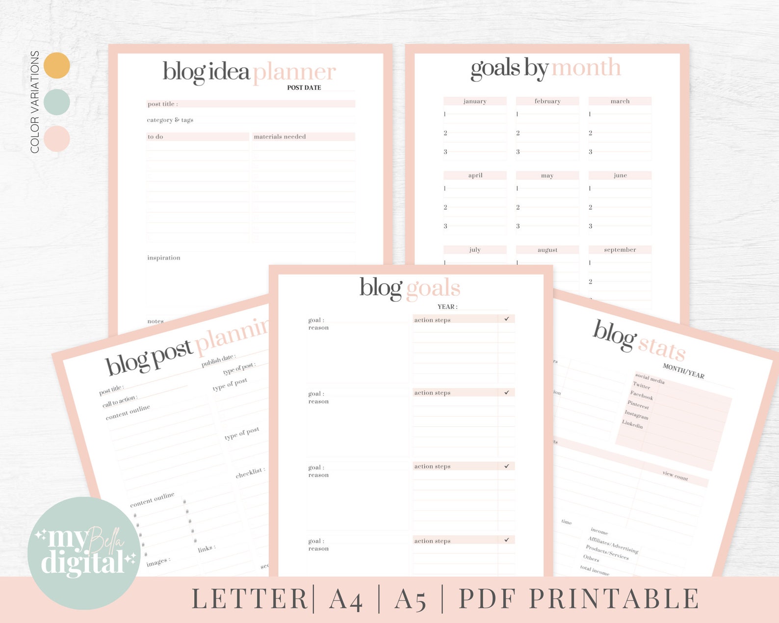 Blogging Planner Printable, Digital Planner for Bloggers, Blog ...