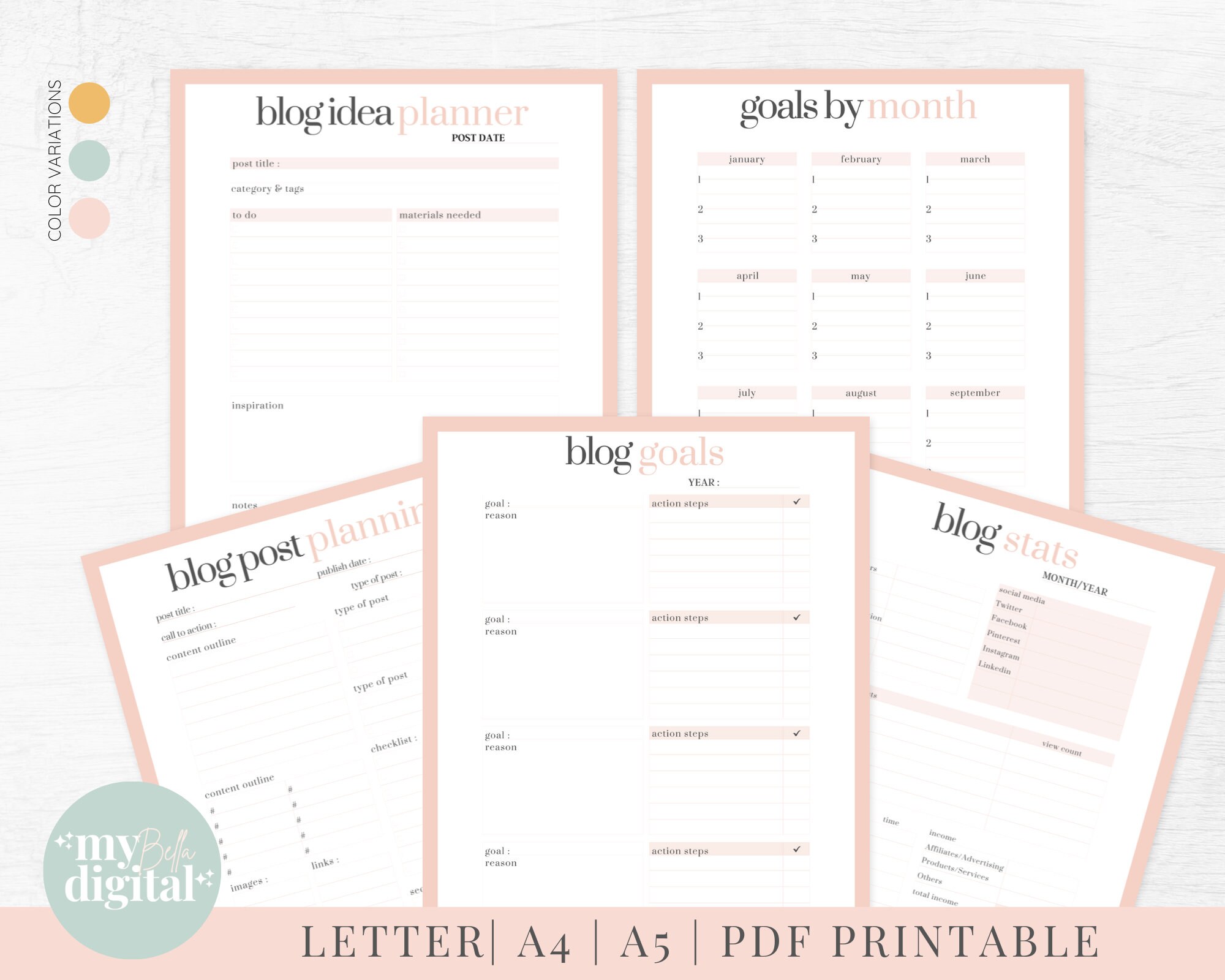 Blogging Planner Printable, Digital Planner for Bloggers, Blog ...