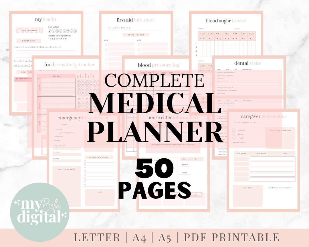 Medical Planner Medical Binder Blood Pressure Log Medicine - Etsy