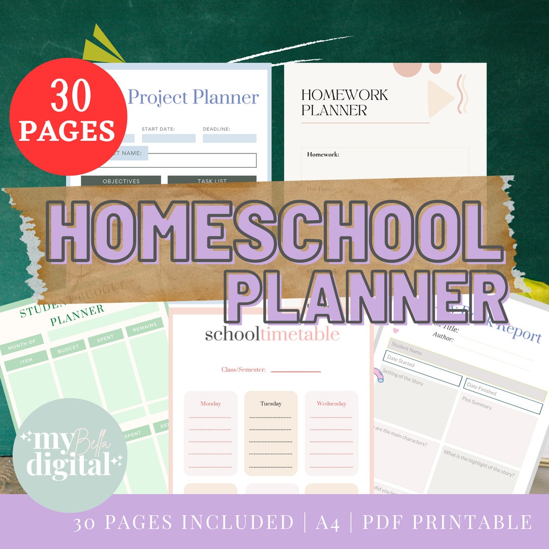 Homeschool Planner, Homeschool Printables, 30 Pages, Student Planner ...