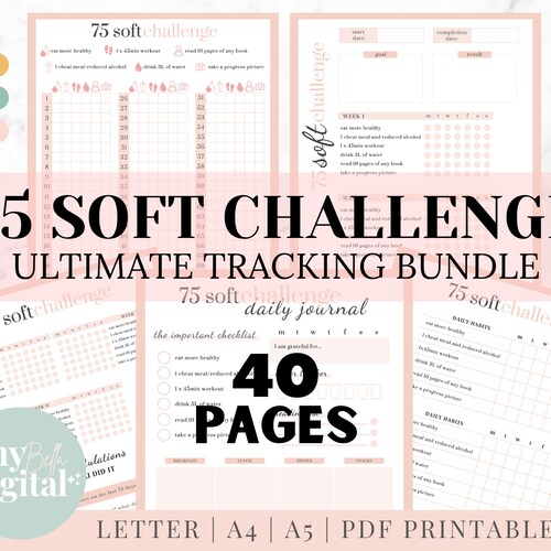 75 Soft/ Easy Challenge Habit Tracker Digital Download - Etsy
