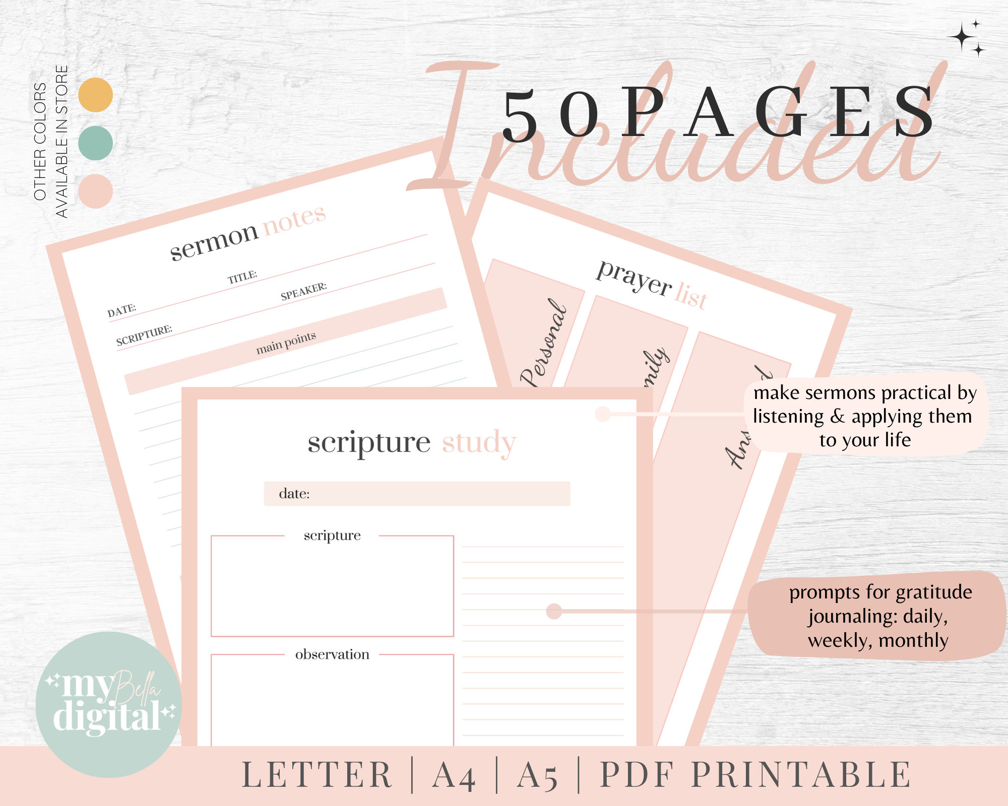 Prayer Journal, Bible Study, Gratitude Journal, God Digital Planner ...