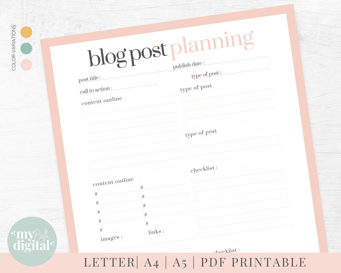 Blogging Planner Printable, Digital Planner for Bloggers, Blog ...