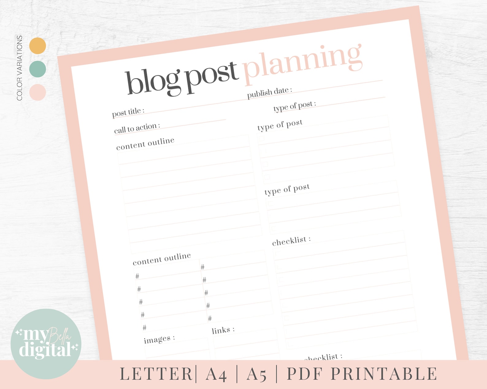 Blogging Planner Printable, Digital Planner for Bloggers, Blog ...