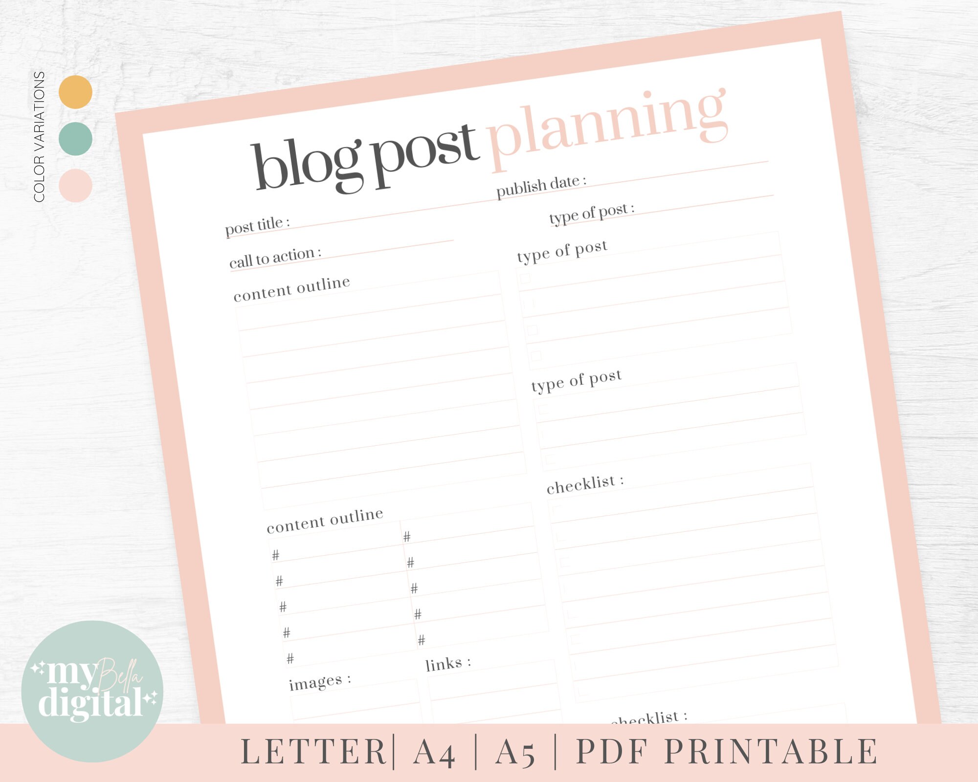 Blogging Planner Printable, Digital Planner for Bloggers, Blog ...