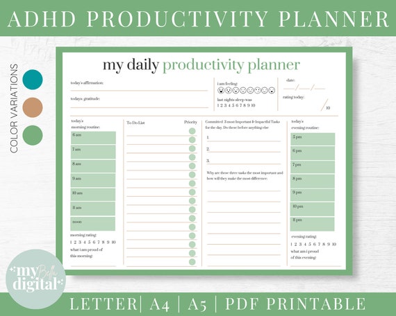 ADHD Planner Adhd Planner Printable Adhd Planner Adult Adhd - Etsy