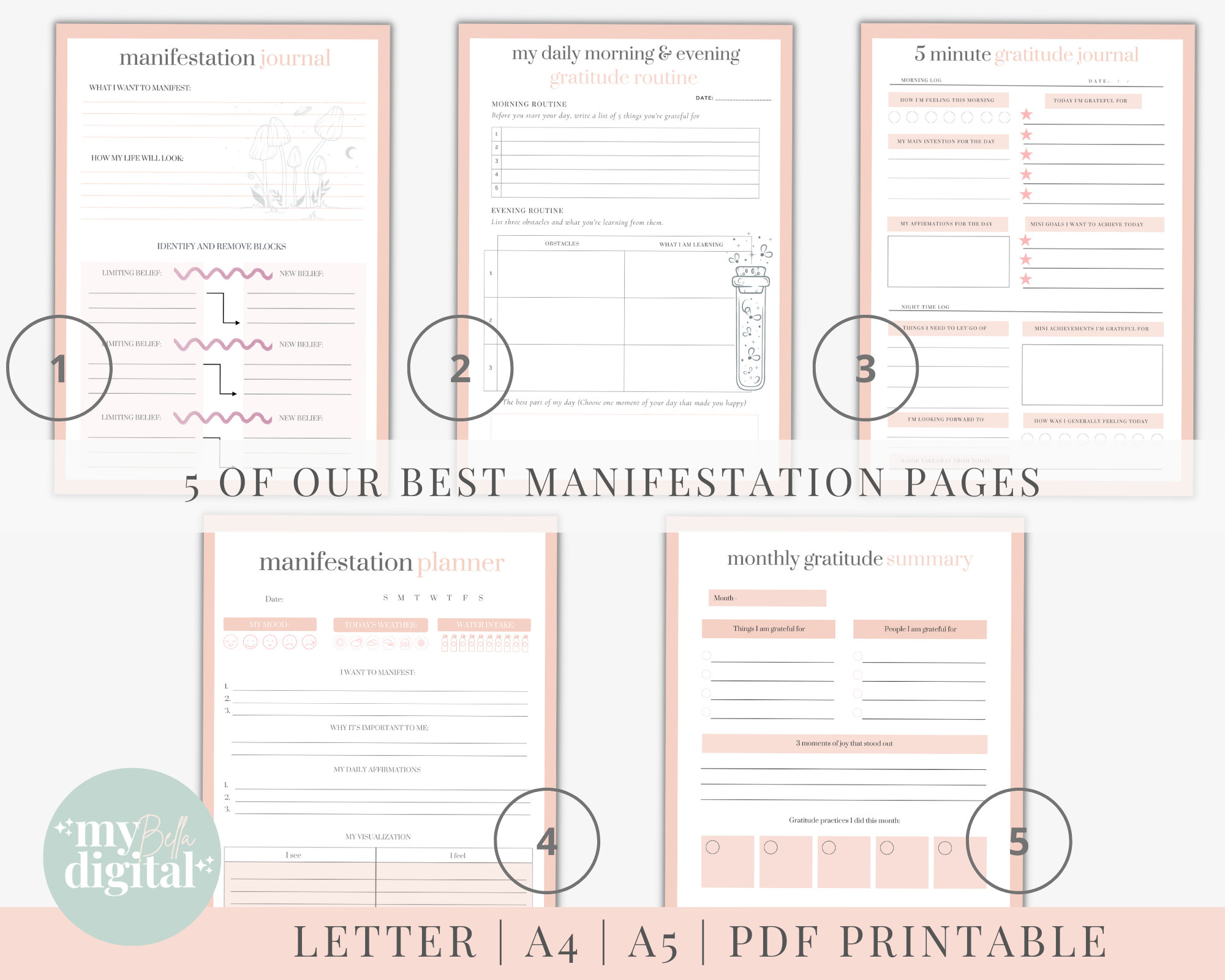 Manifestation Journal, Gratitude Journal, Wellness Journal, Law of ...