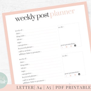 Blogging Planner Printable, Digital Planner for Bloggers, Blog ...