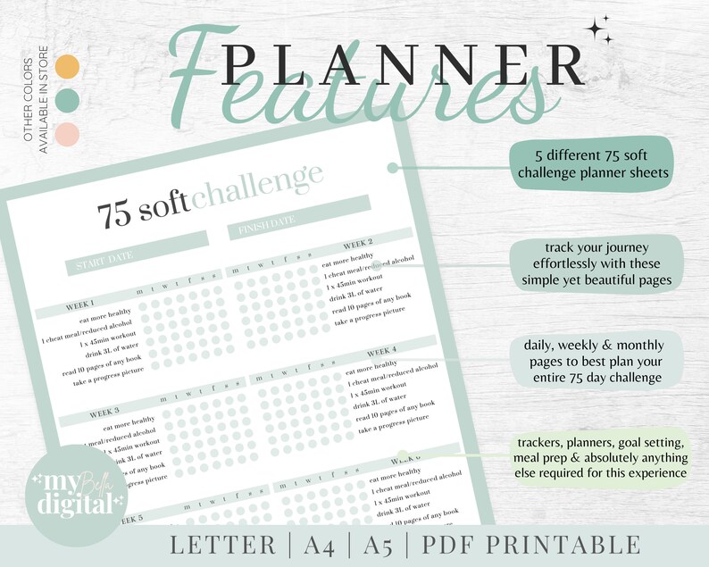 75 Soft Challenge Tracker, 75 Soft, Health Planner, Habit Tracker, 75 ...