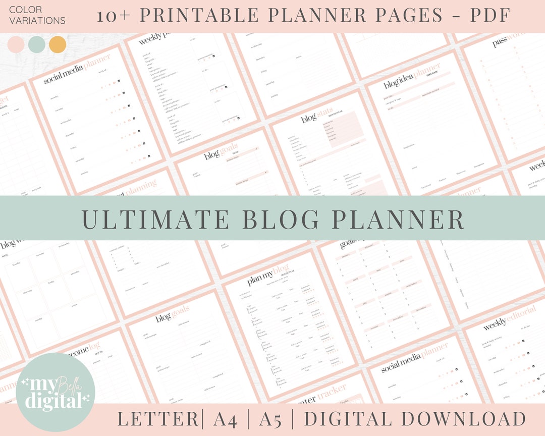 Blogging Planner Printable, Digital Planner for Bloggers, Blog ...