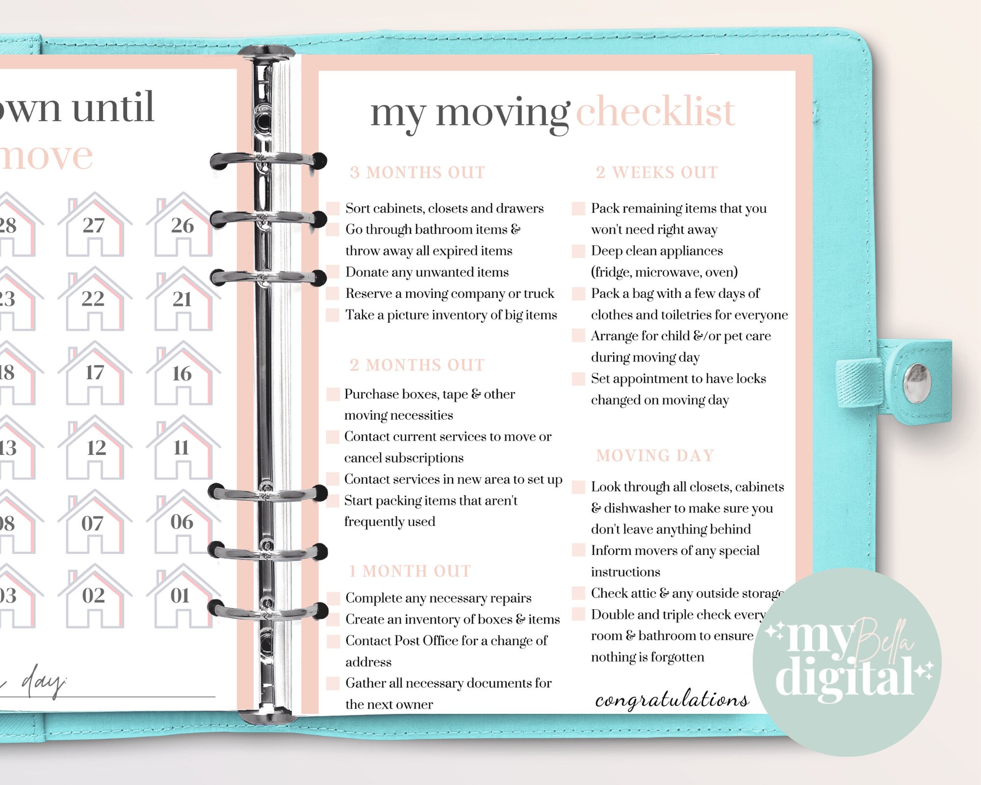 Moving Checklist, Moving Planner, Moving Binder, Moving Gift, Moving ...