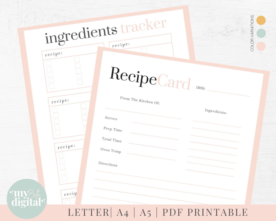Printable Meal Planner, Digital Weekly Meal Planner, Editable Recipe ...