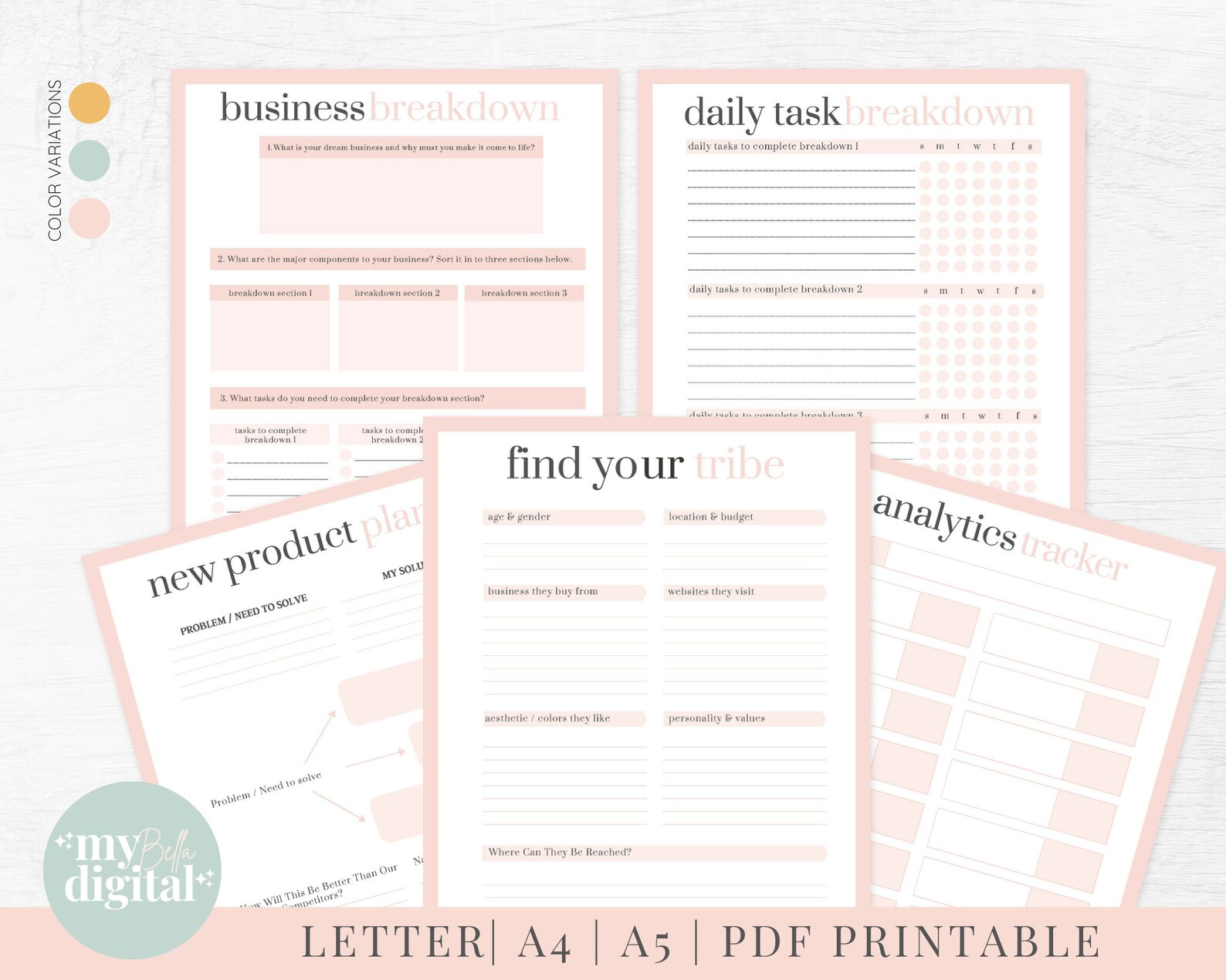 Digital Small Business Planner, PDF Printable, Instant Download ...
