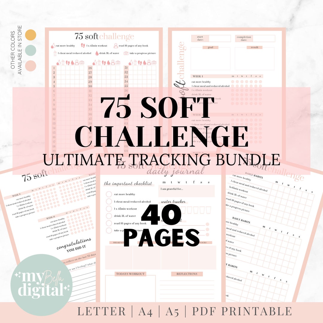 75 Soft Challenge Tracker, 75 Soft, Health Planner, Habit Tracker, 75 ...