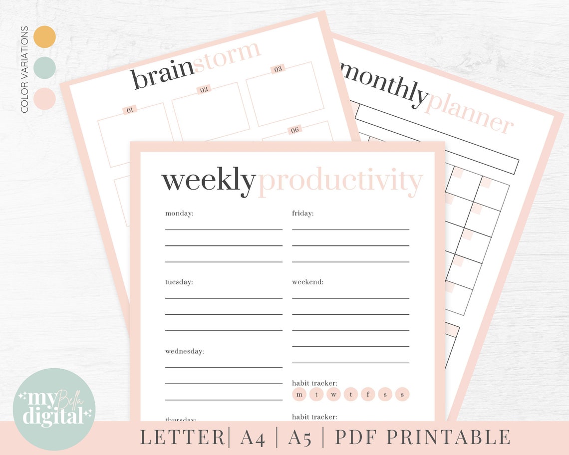 Productivity Planner Printable Daily Productive Daily Tasks | Etsy