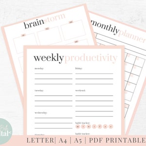 Productivity Planner Printable, Daily Productive, Daily Tasks Tracker ...