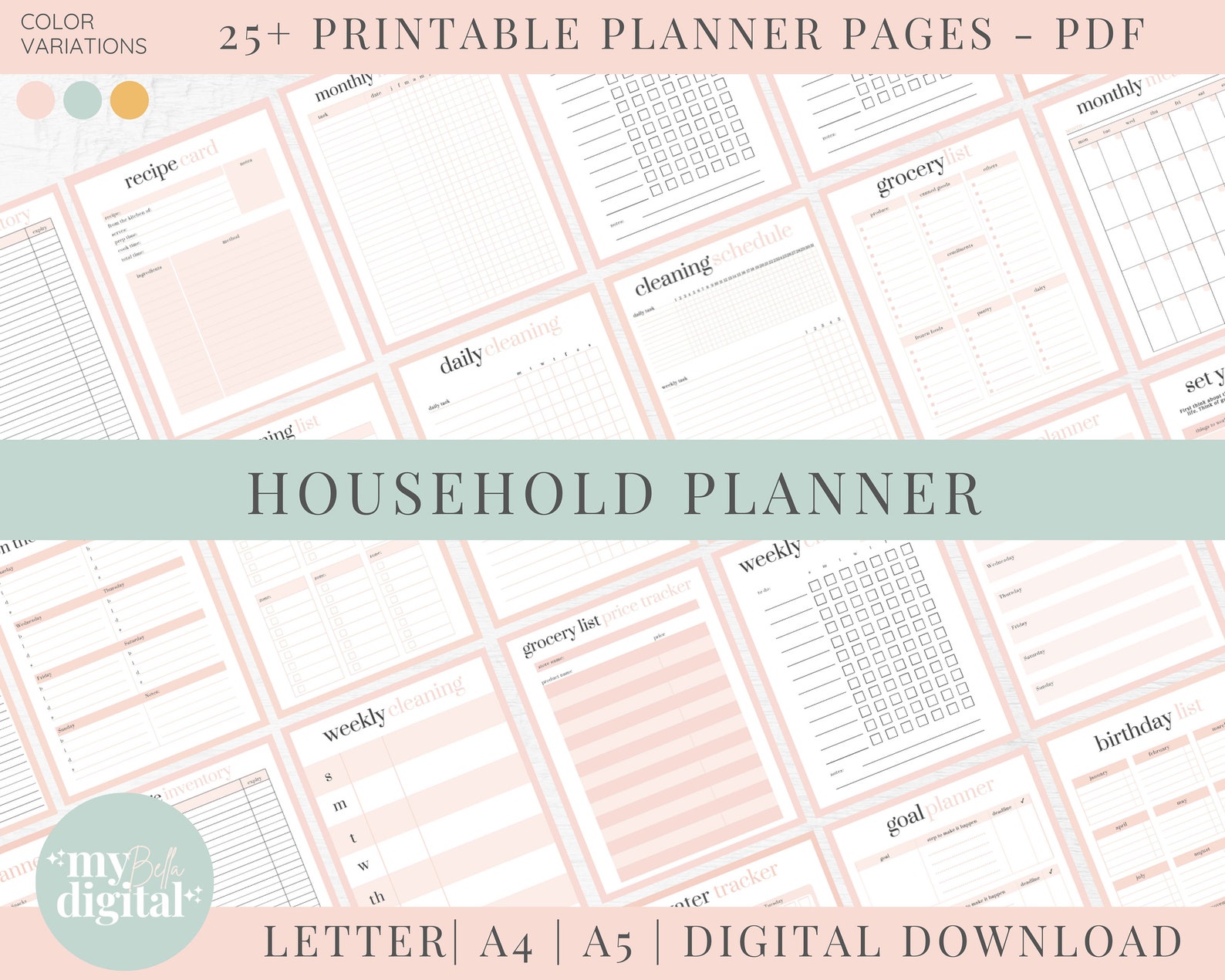 25 Household Printable Planner Instant Download Household | Etsy