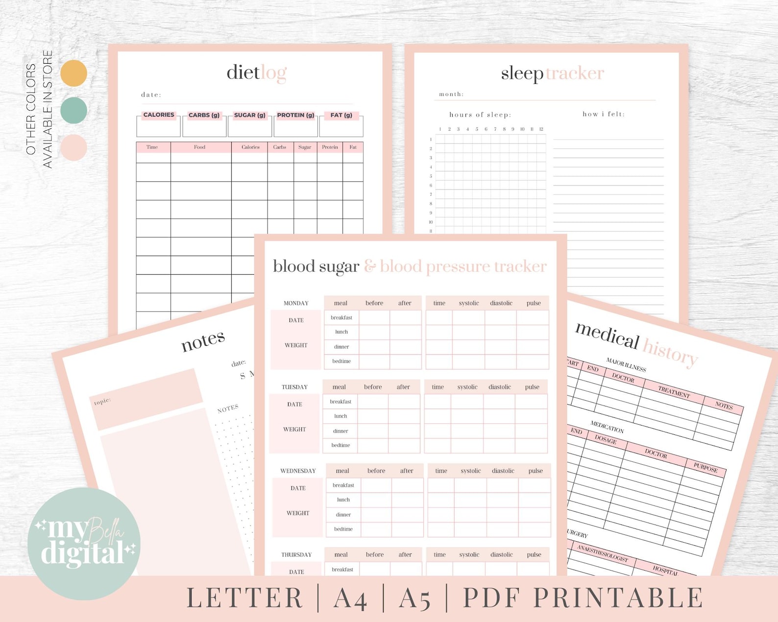 Blood Pressure Log, Medical Tracker, Blood Sugar Log, Blood Pressure ...