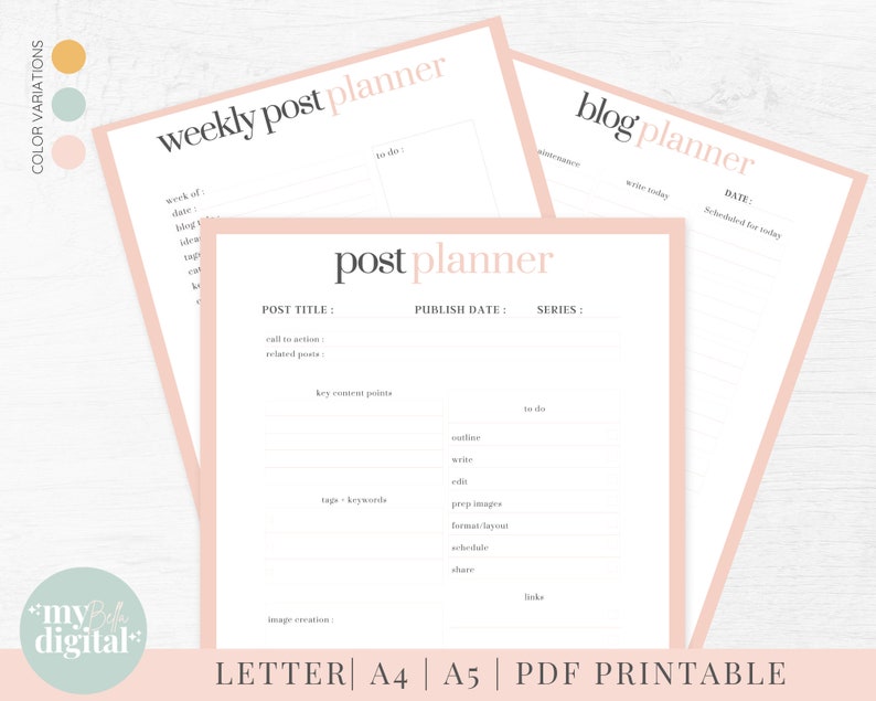 Blogging Planner Printable, Digital Planner for Bloggers, Blog ...