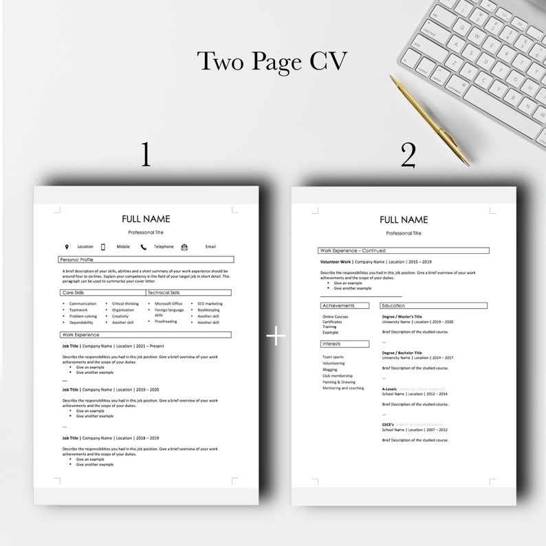 CV Template Grey Colour Modern & Minimalistic Digital - Etsy