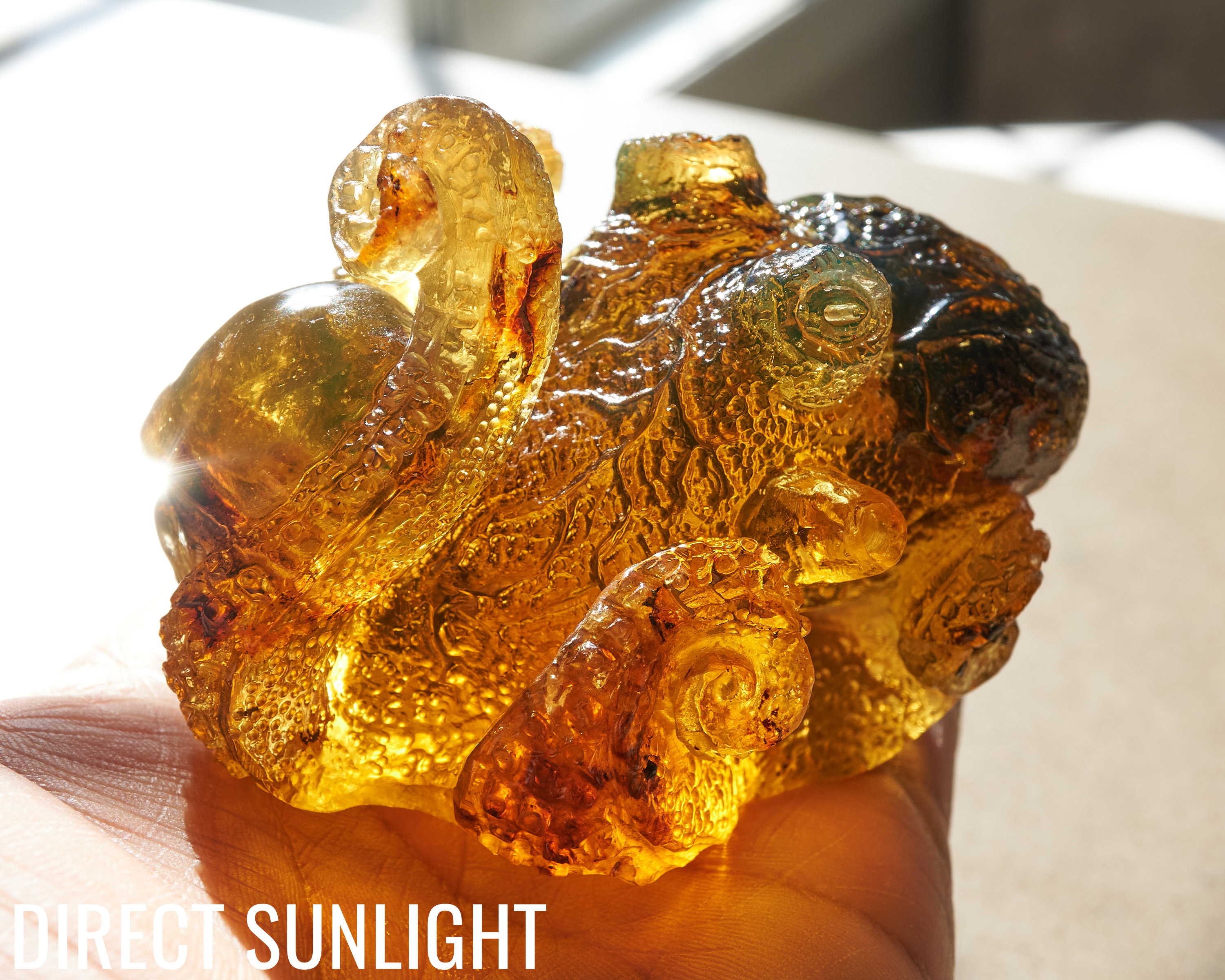 Dominican Amber Octopus Hand Carved Made With Authentic Dominican Green ...