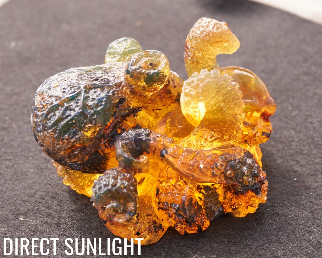 Dominican Amber Octopus Hand Carved Made With Authentic Dominican Green ...