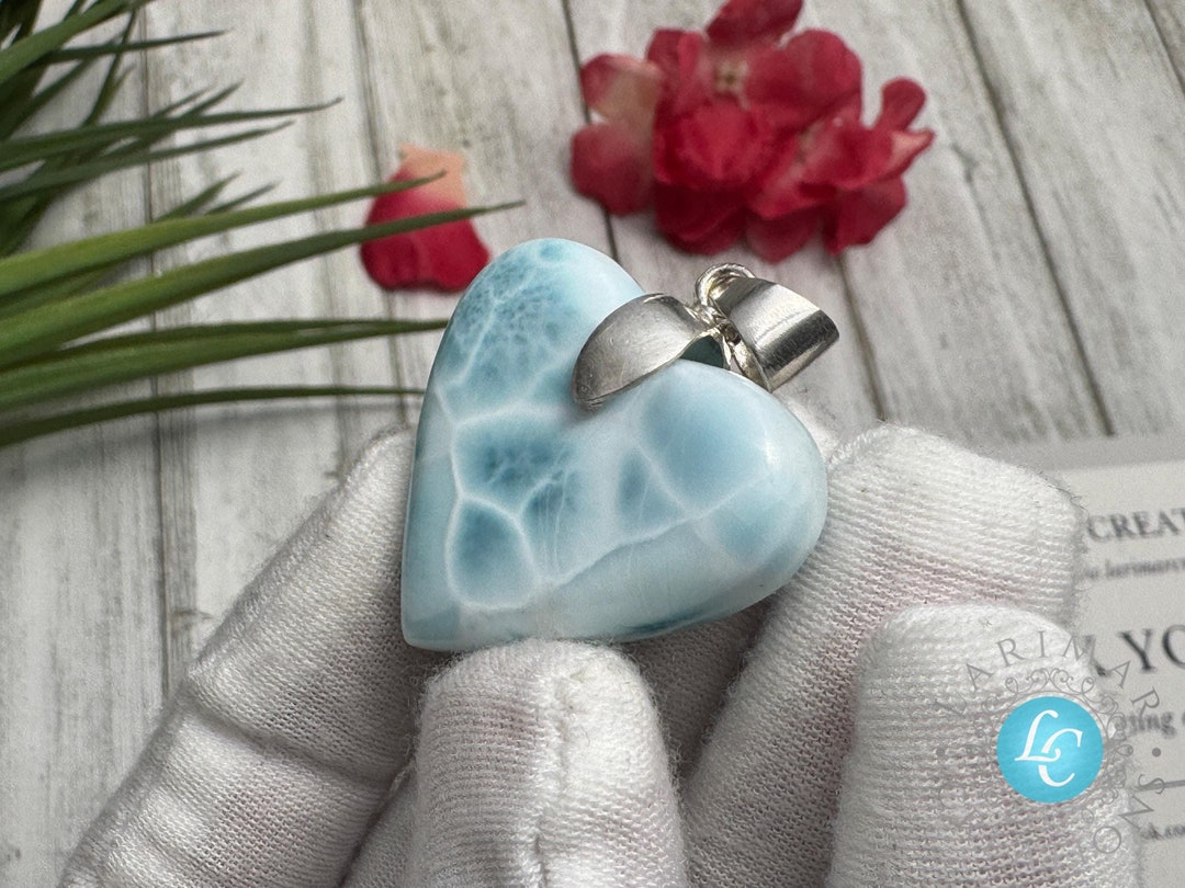 Larimar Heart AAA , Larimar, Larimar Cabochon, Larimar Jewelry, Larimar ...