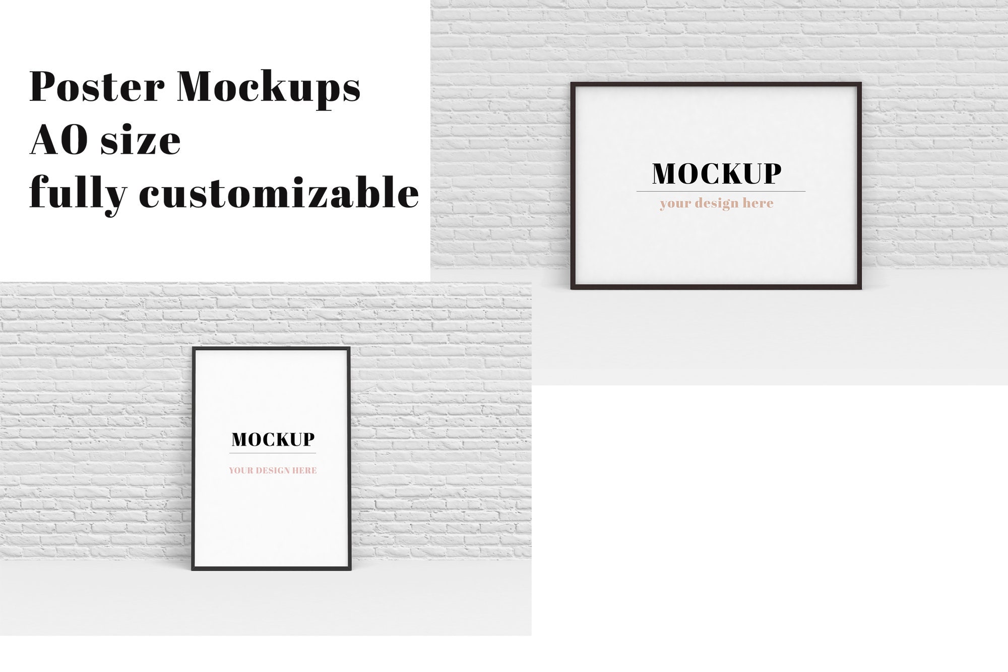 Poster Mockup A0 Size, Vertical and Horizontal Editable PSD in Adobe ...