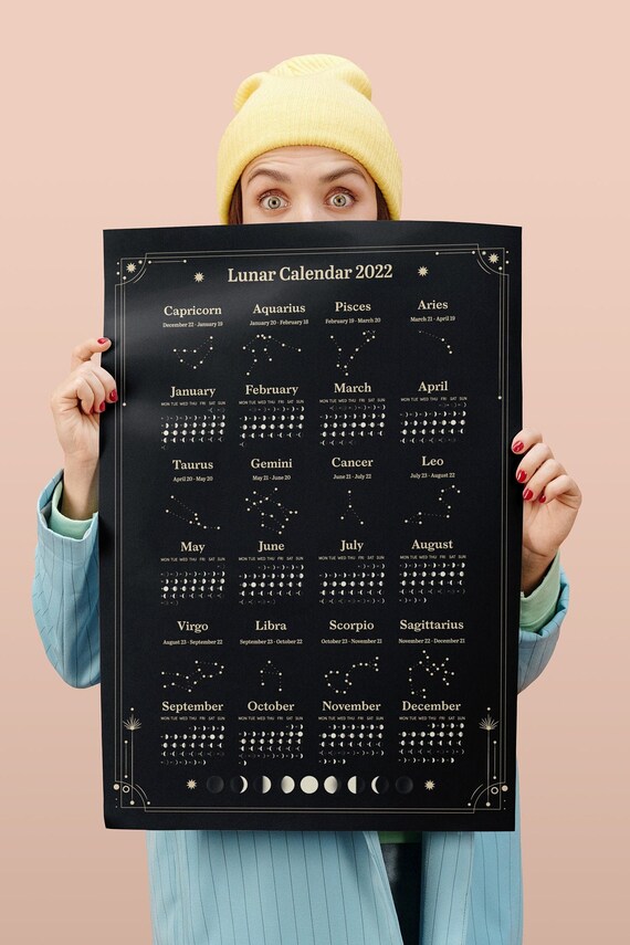 Moon Phase Calendar 2022 Multiple Size Poster/printable PDF | Etsy