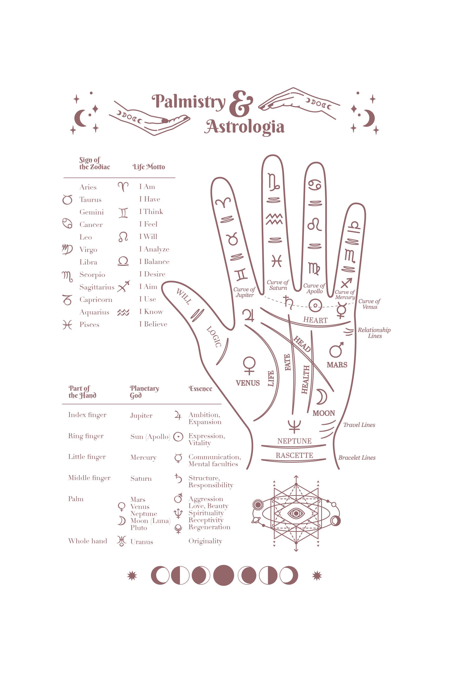 Palmistry & Palm Reading Guide - SVG Template and Image Bundle - Etsy
