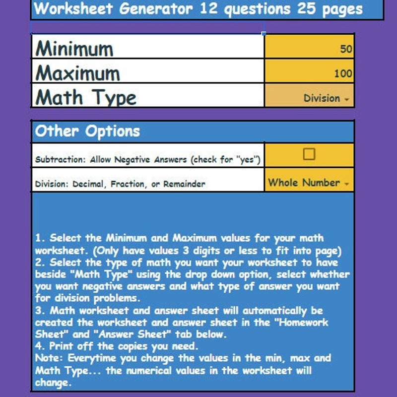 Math Generator - Etsy