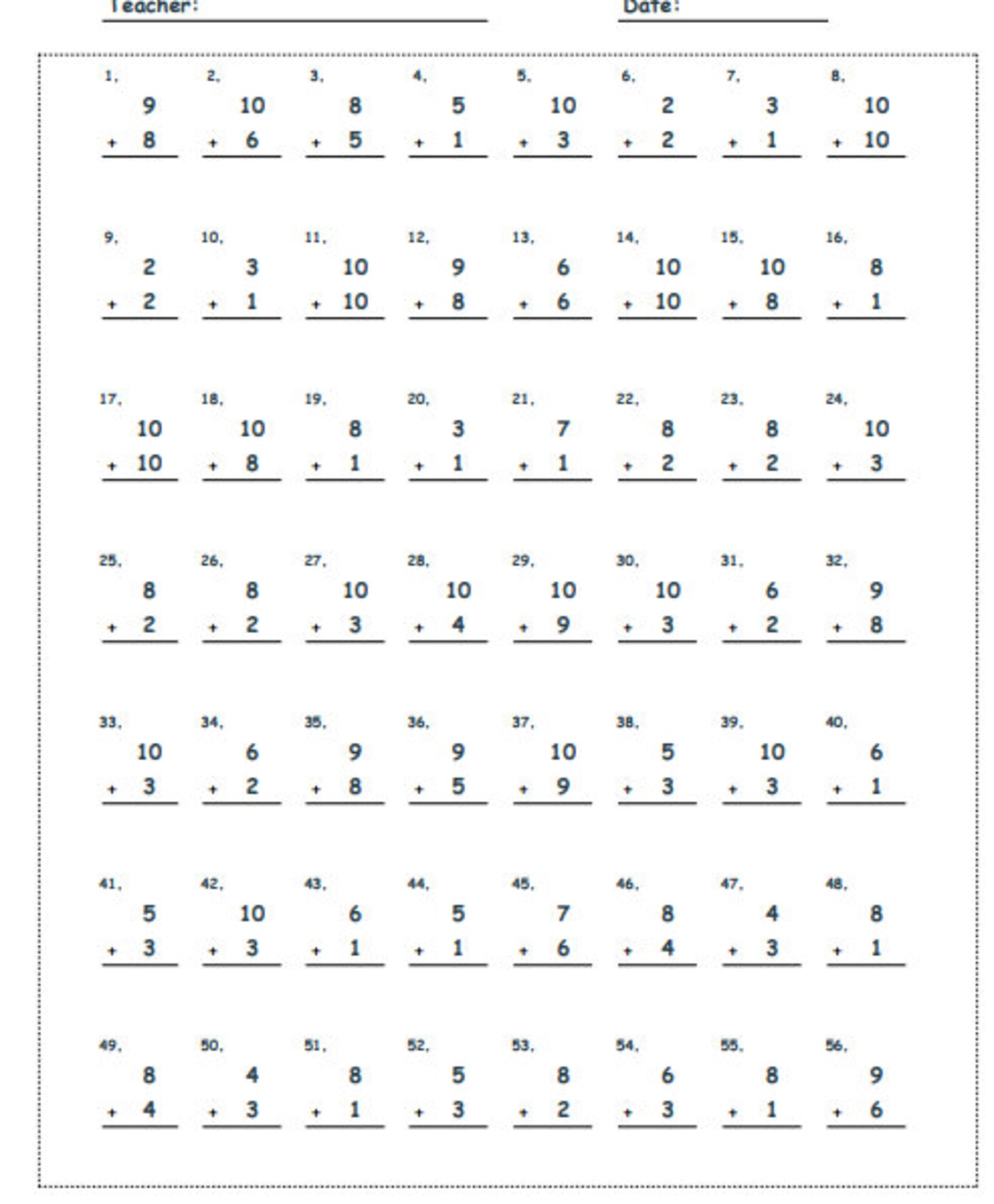 Math Worksheets 300 Pages of Add, Sub, Mult, and Divi, Easy ...