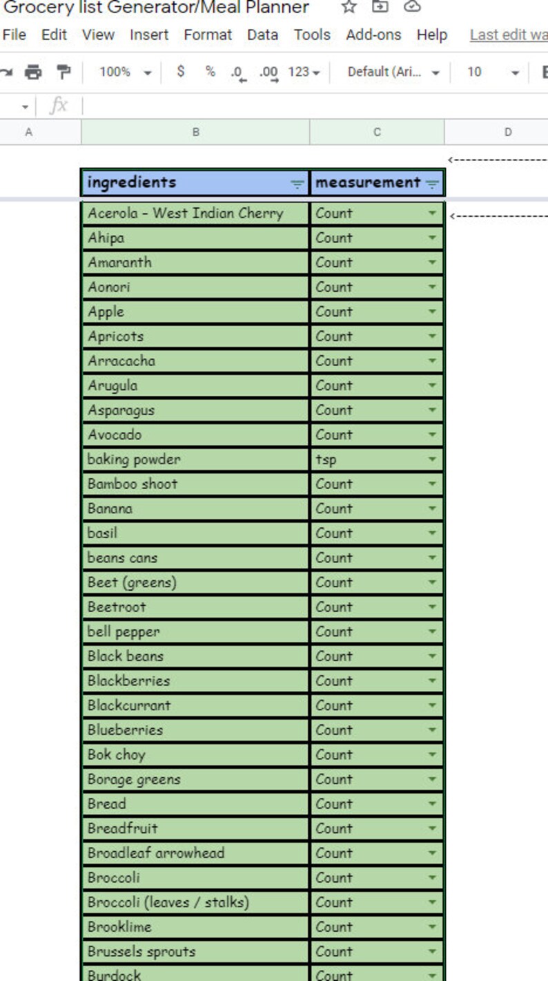 Automatic Grocery List Generator/meal Planner - Etsy