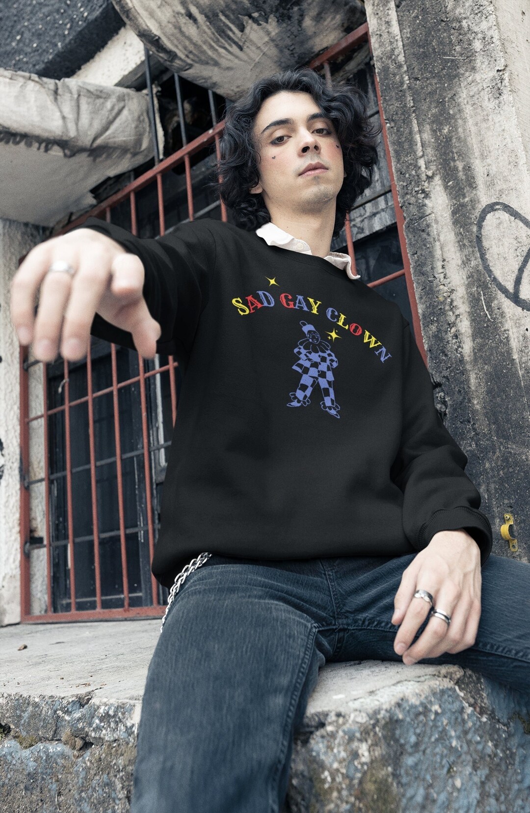 Clown Sweater Clowncore Clothing Y2K Trendy Crewneck Sweatshirt Indie ...