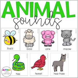 Animal Sounds Flashcards for Special Education and Autism - Etsy