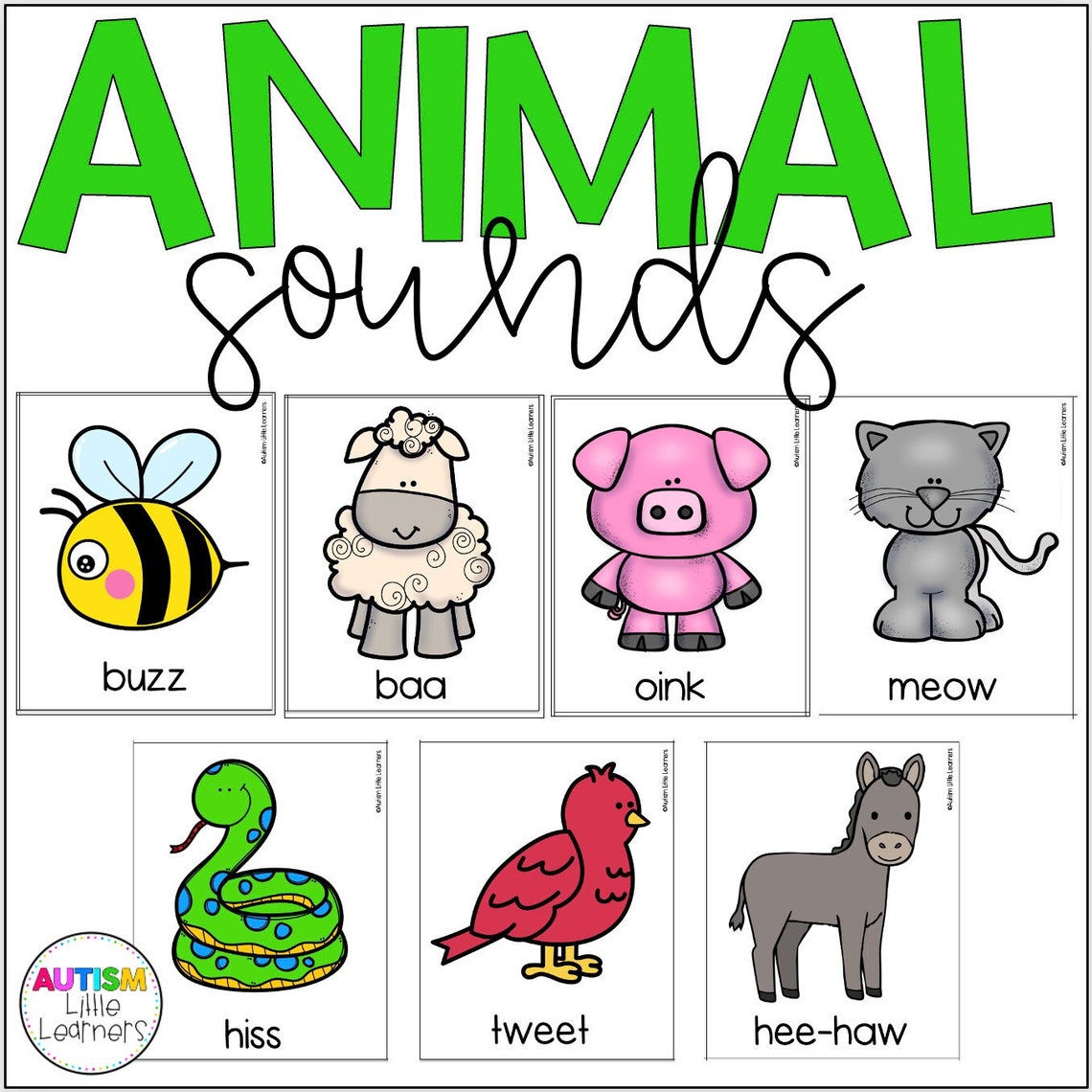 Animal Sounds Flashcards for Special Education and Autism - Etsy Canada