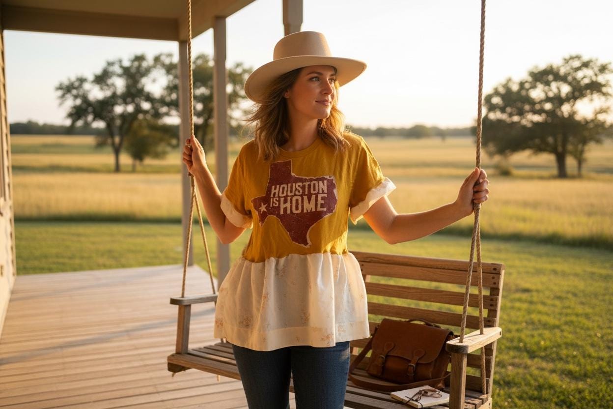 Refreshed Houston Tee: Texas Emblem, Floral Ruffle Details - Etsy