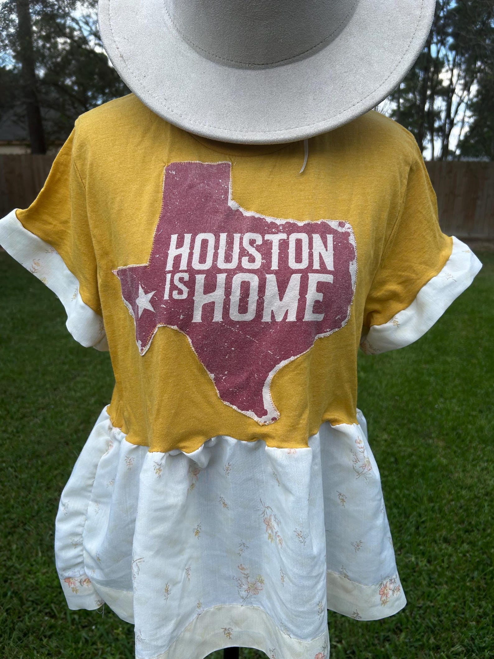 Refreshed Houston Tee: Texas Emblem, Floral Ruffle Details - Etsy