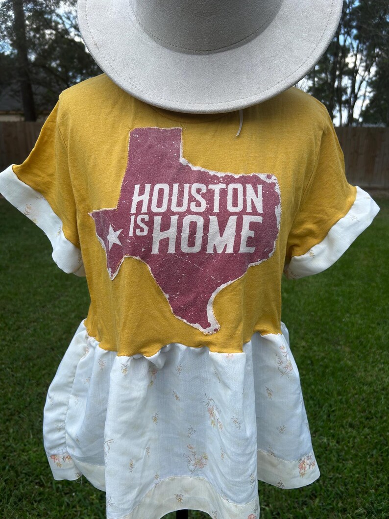 Refreshed Houston Tee: Texas Emblem, Floral Ruffle Details - Etsy