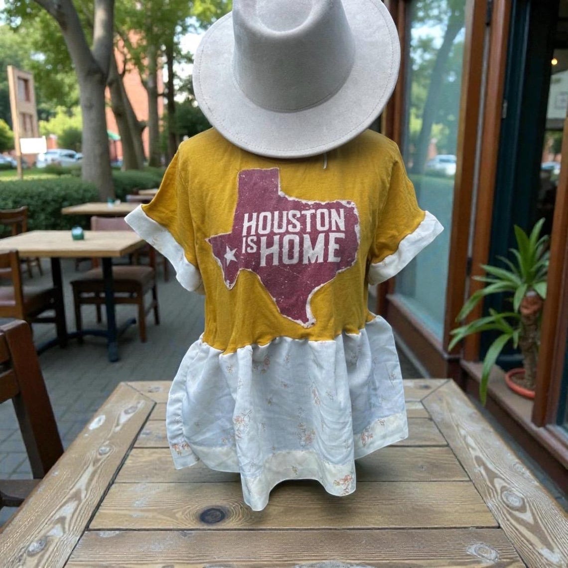 Refreshed Houston Tee: Texas Emblem, Floral Ruffle Details - Etsy
