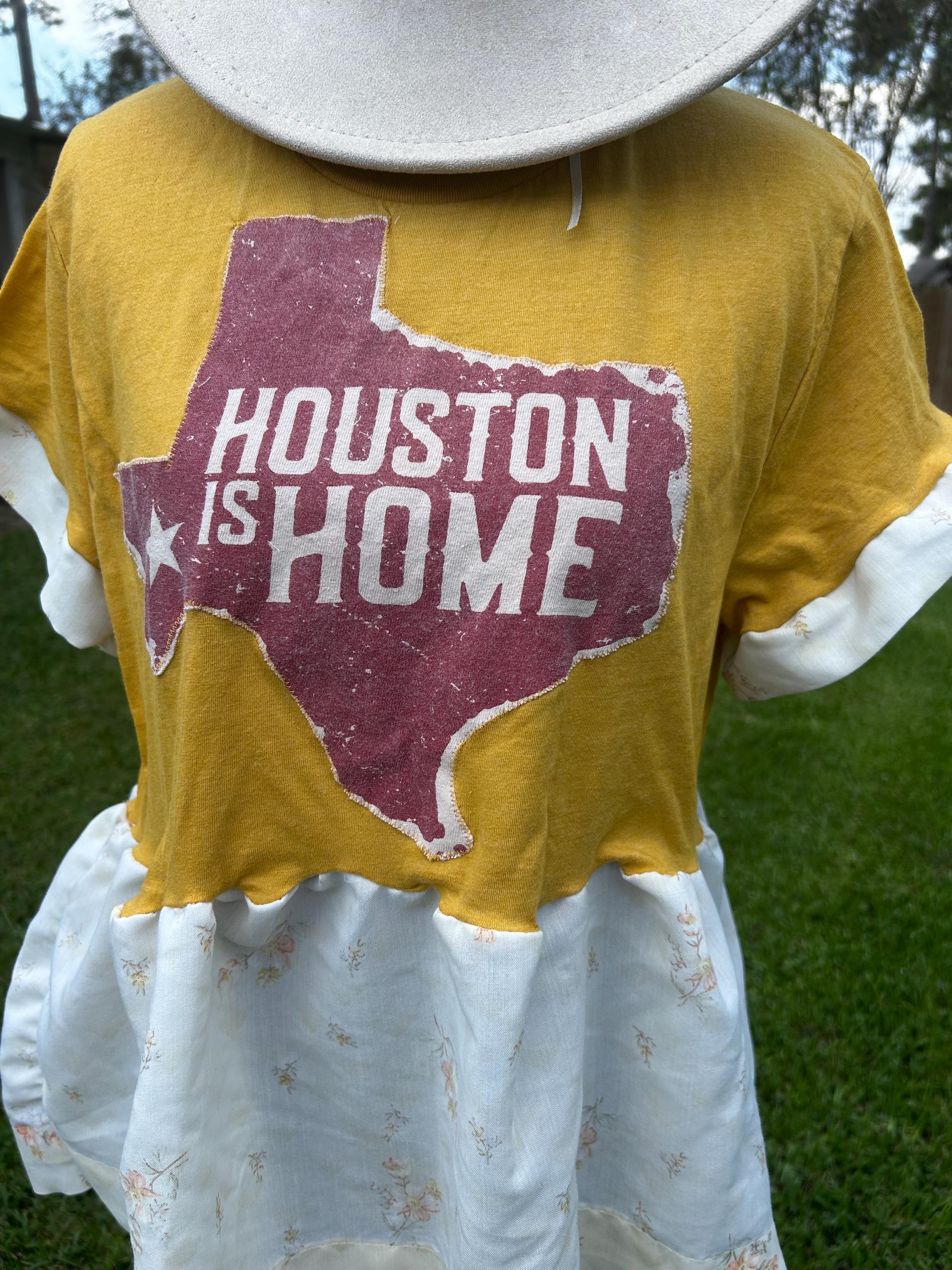 Refreshed Houston Tee: Texas Emblem, Floral Ruffle Details - Etsy