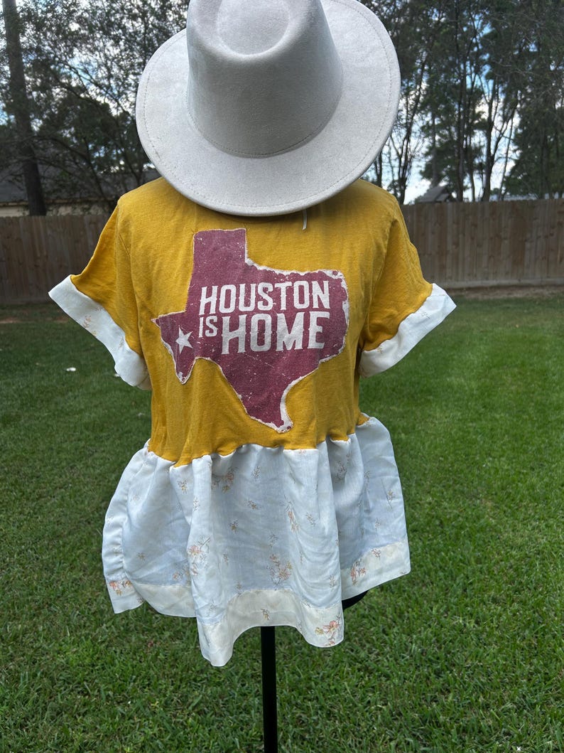 Refreshed Houston Tee: Texas Emblem, Floral Ruffle Details - Etsy