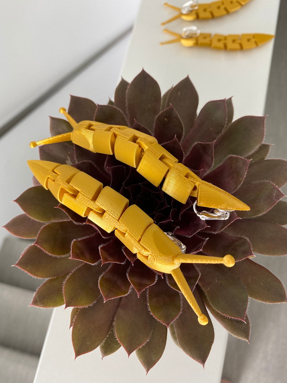 Large 3d Printed Gold Slug Clip-on Earrings - Etsy