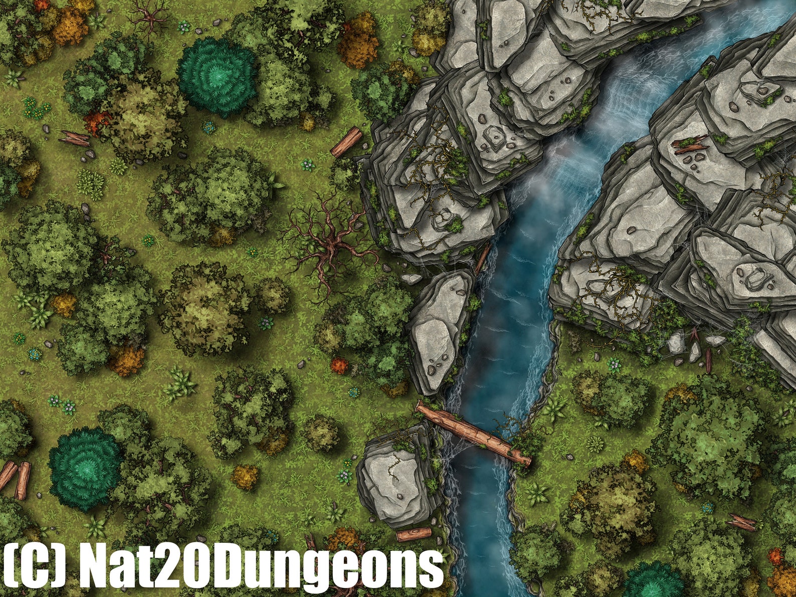 Forest Waterfall Battle Map, Dnd Battle Map, D&D, Battlemap, Dungeons ...